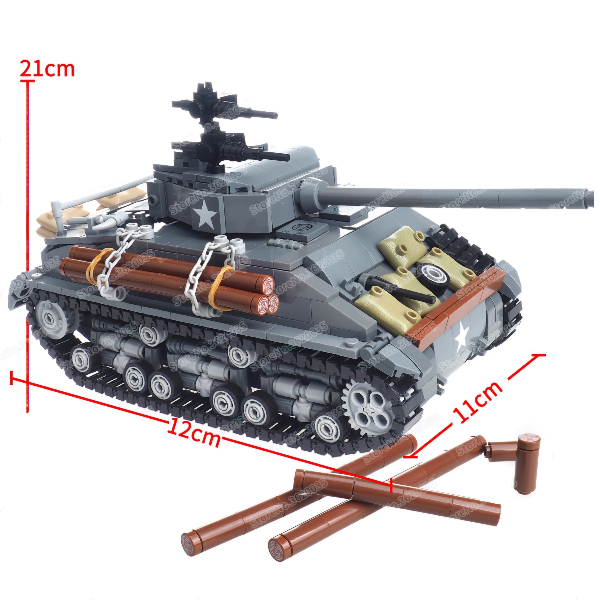 WW2 US Army M4A3E8 "Easy Eight" Tank — Brick Block Army