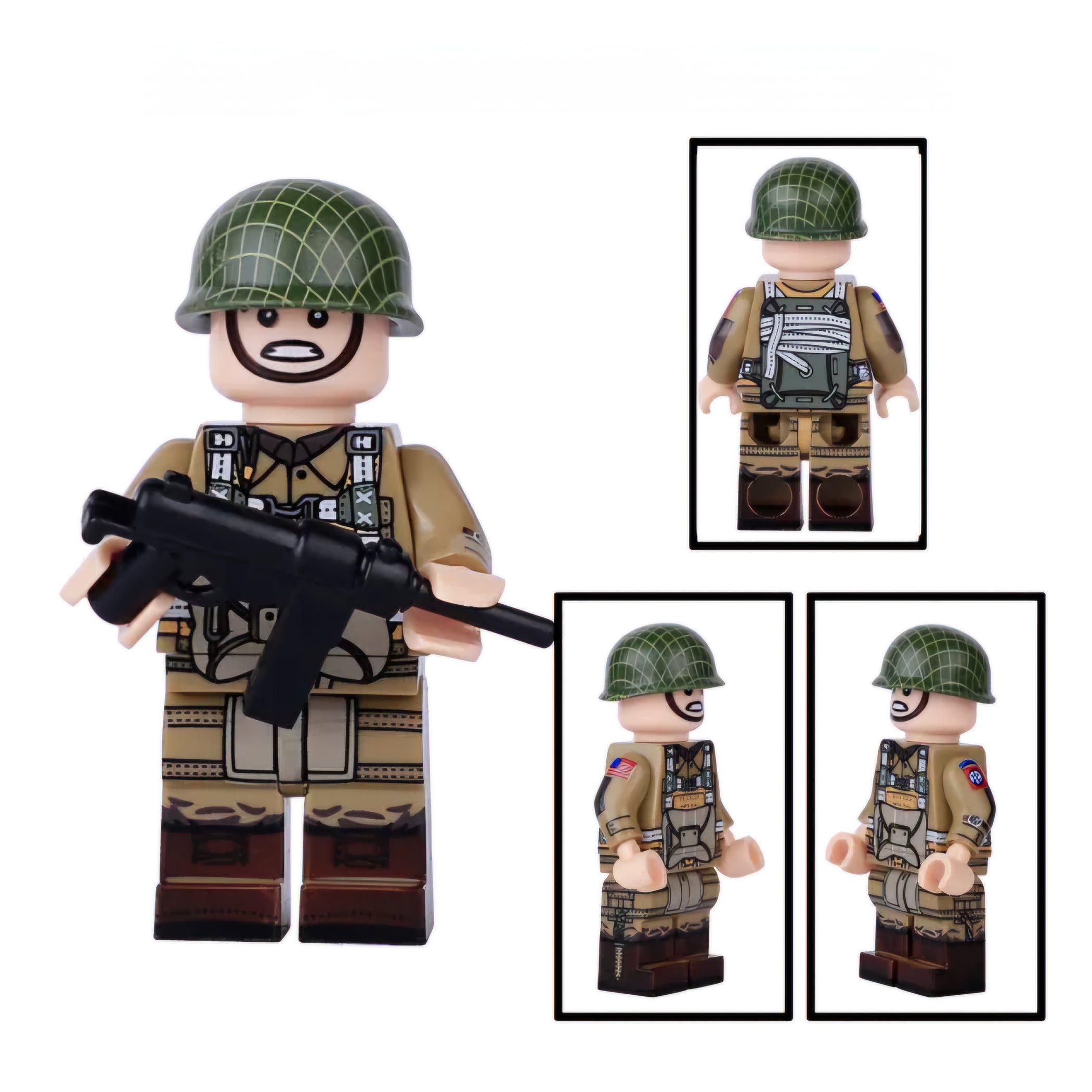 WW2 US Army 82nd Airborne Paratroopers (V2) x10 — Brick Block Army