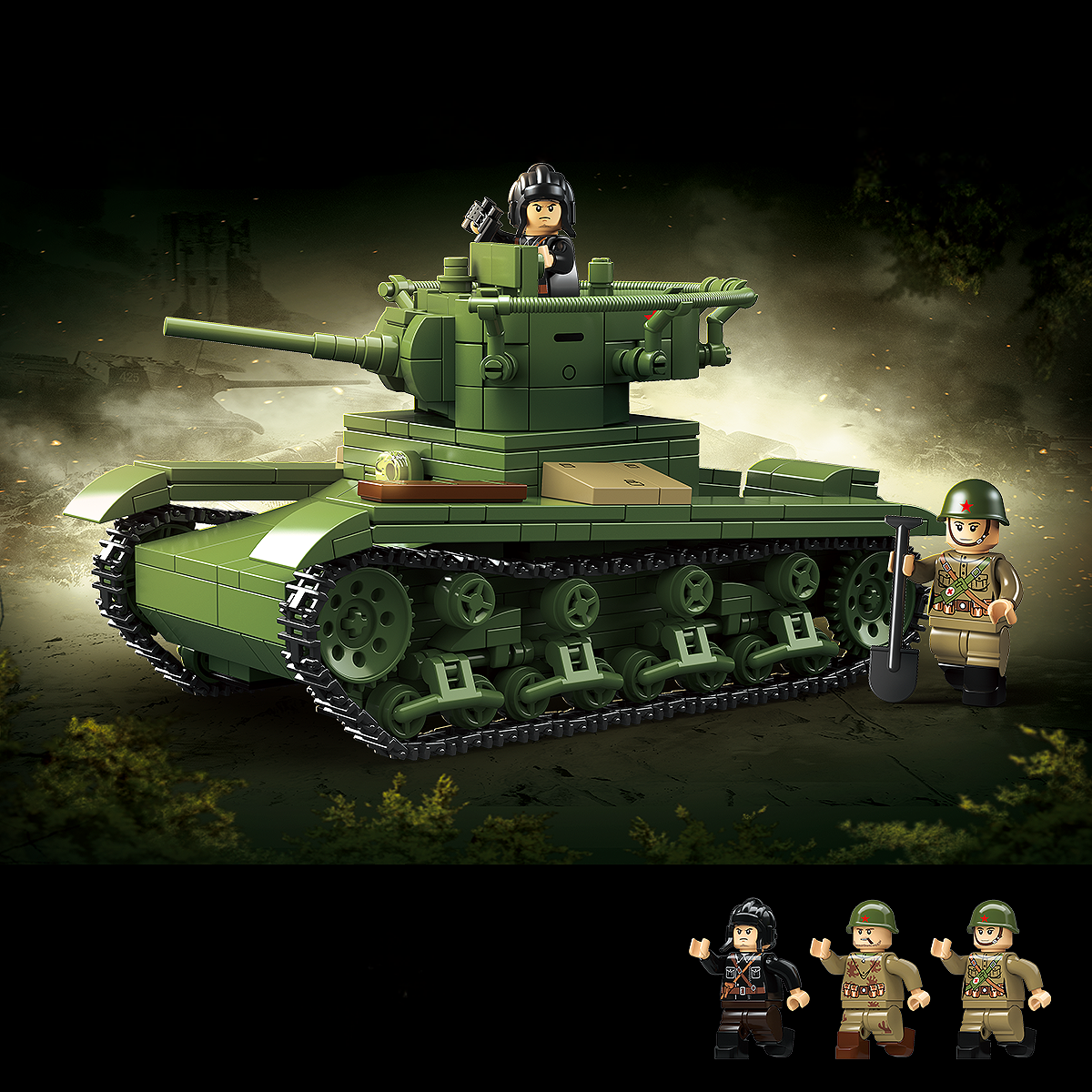 WW2 Soviet Army T-26 Light Tank — Brick Block Army