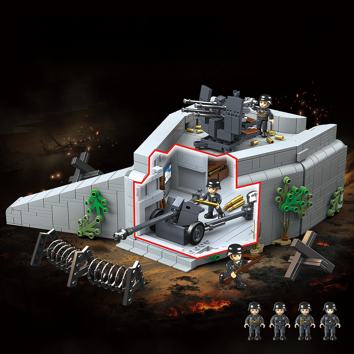 WW2 German Atlantic Wall Defensive Position — Brick Block Army