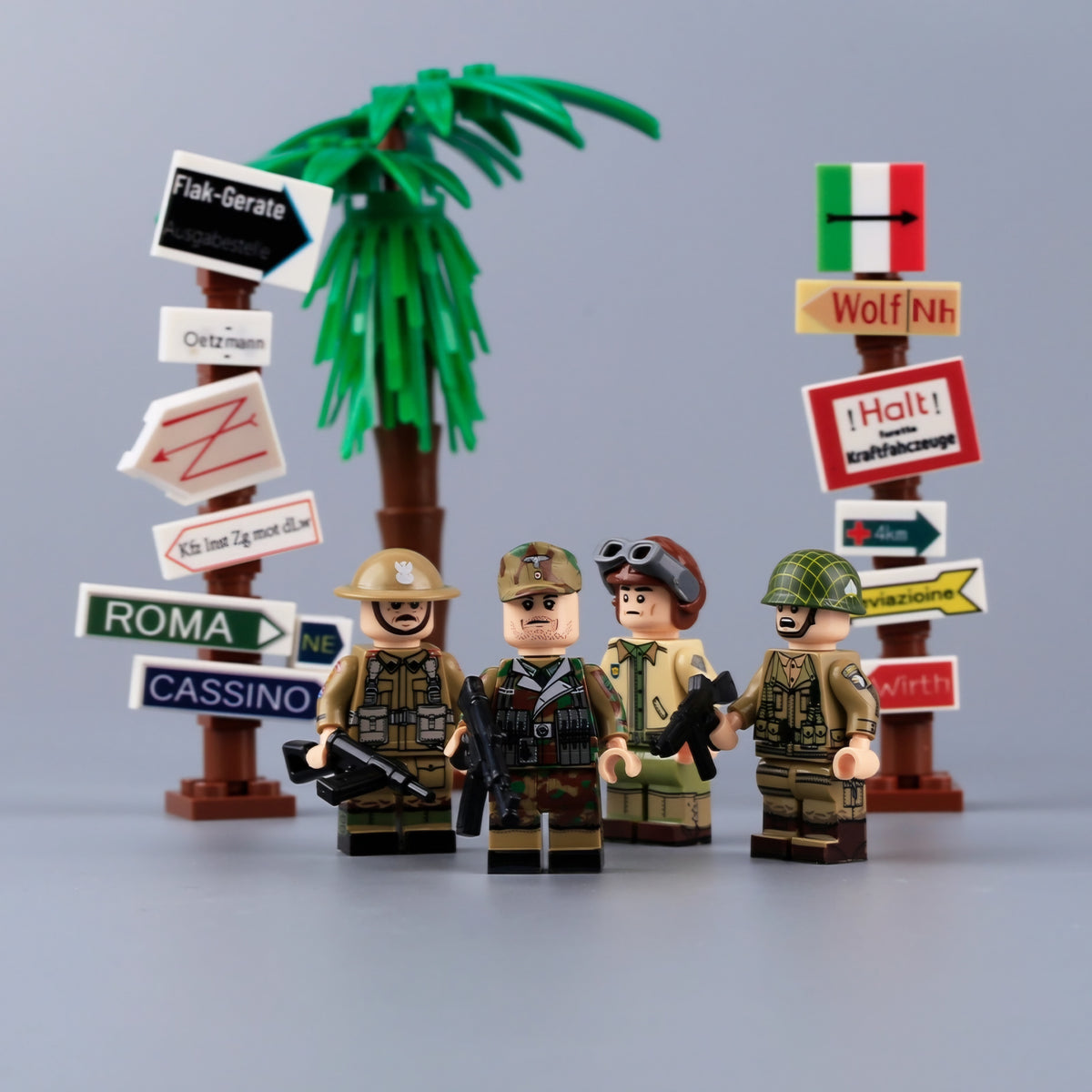 WW2 Mixed Allies and Axis Soldiers (V2) x4 — Brick Block Army