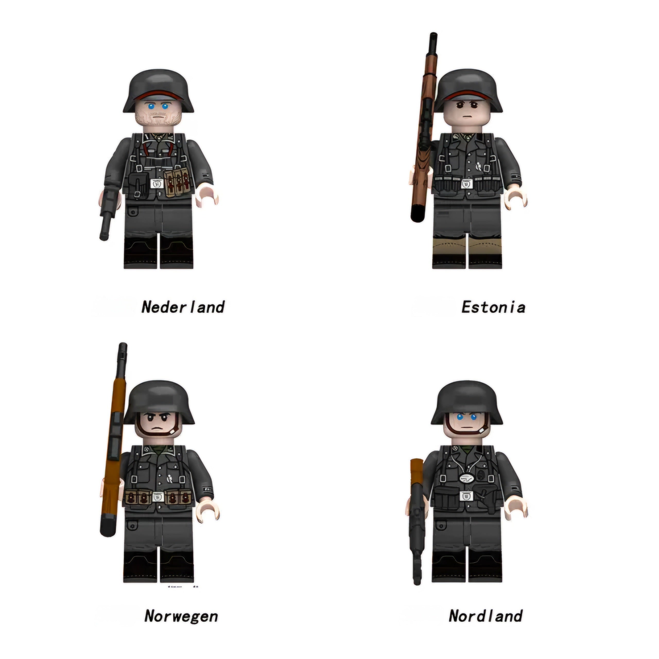 WW2 German "Wiking" Paramilitary Service Members x4 — Brick Block Army