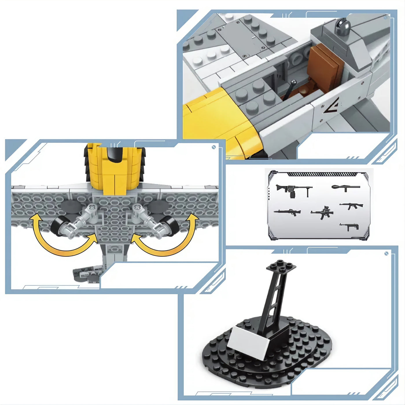 WW2 German BF-109 Fighter + Display Stand — Brick Block Army