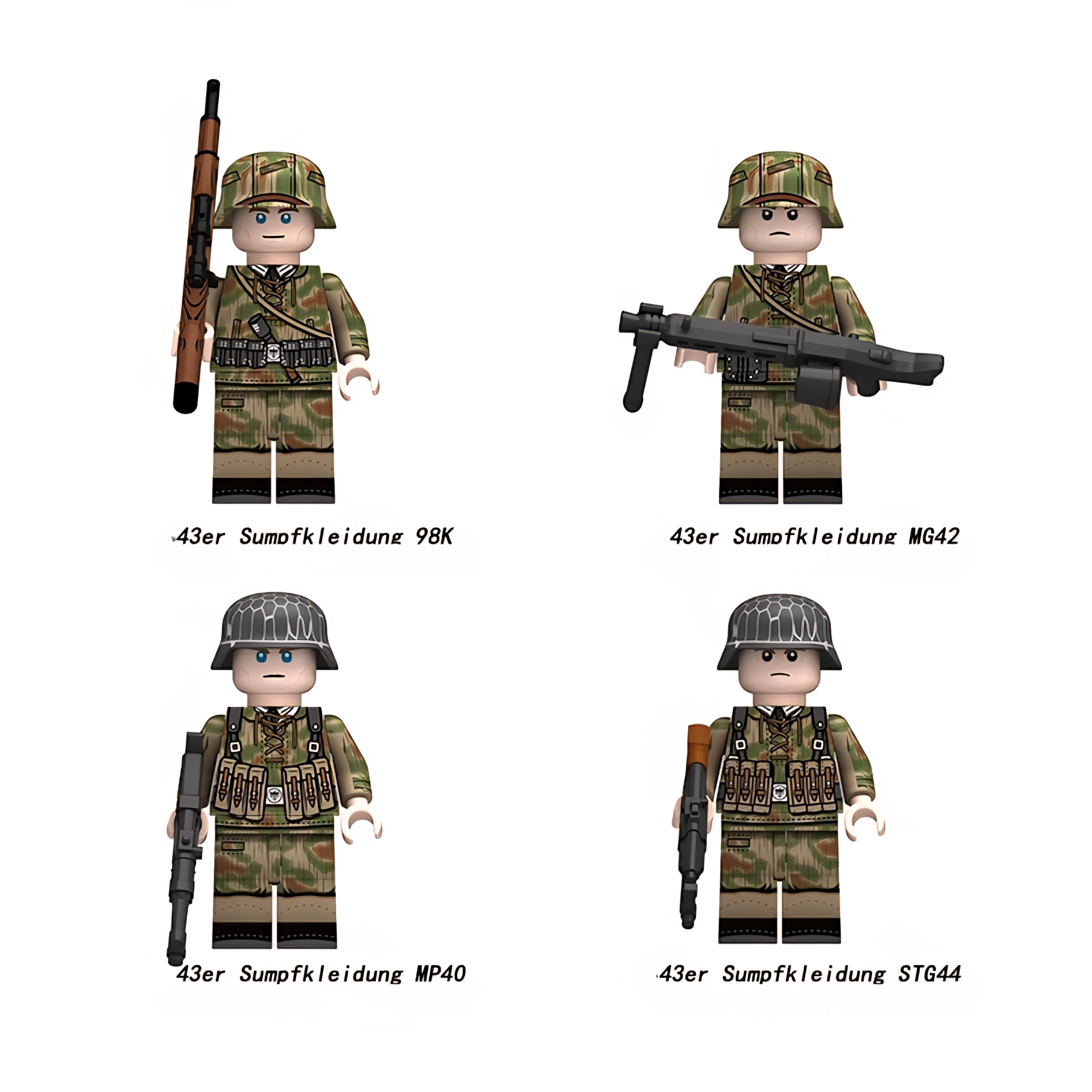 WW2 German Infantry Squad in 43er "Sumpfkleidung" Camo x4 — Brick Block ...