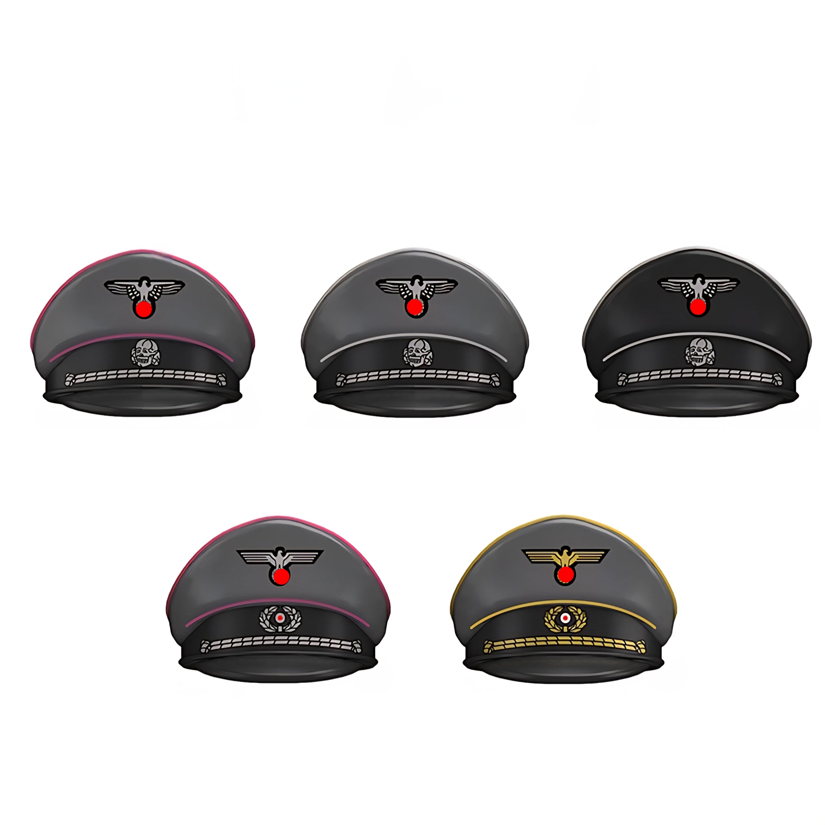 WW2 German Officer Visor Caps x5 — Brick Block Army