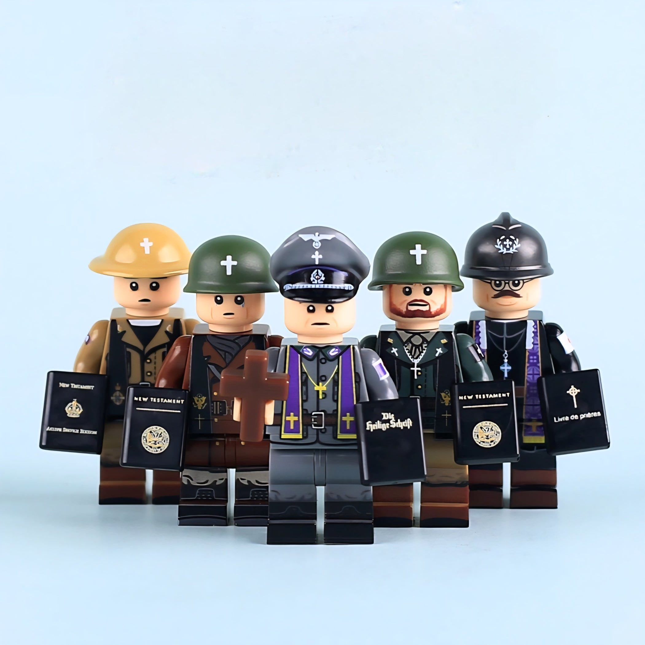 WW2 Military Chaplains Mixed Nations x5 — Brick Block Army