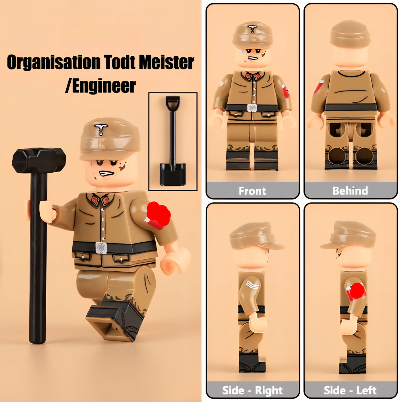 WW2 German Engineer and Civil Defence Infantry x10 — Brick Block Army