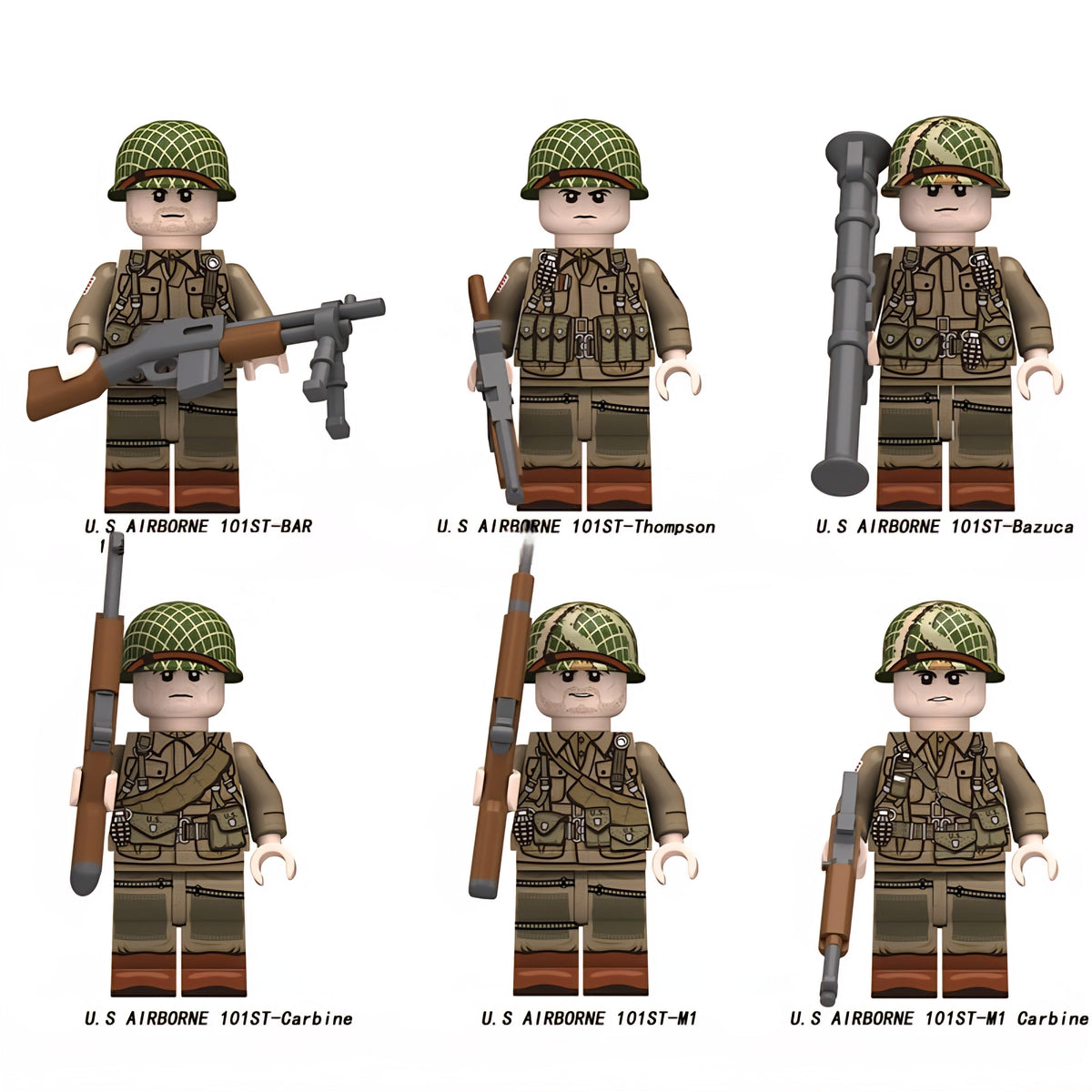 WW2 US Army 101st Airborne Division Assault Squad x6 — Brick Block Army