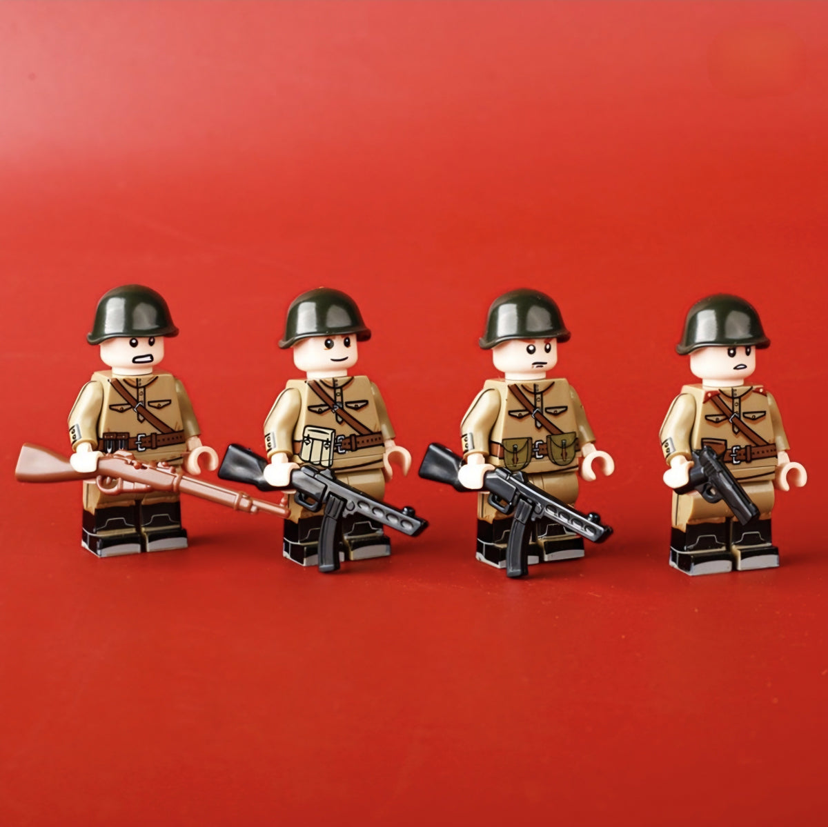 WW2 Soviet Army Infantry Team (V2) x4 — Brick Block Army