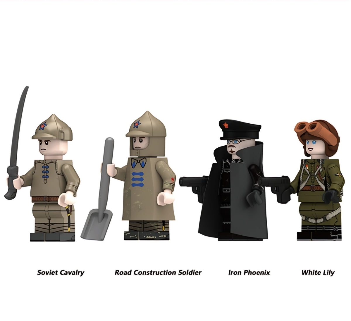 WW2 Soviet Military and Political Members x4 — Brick Block Army
