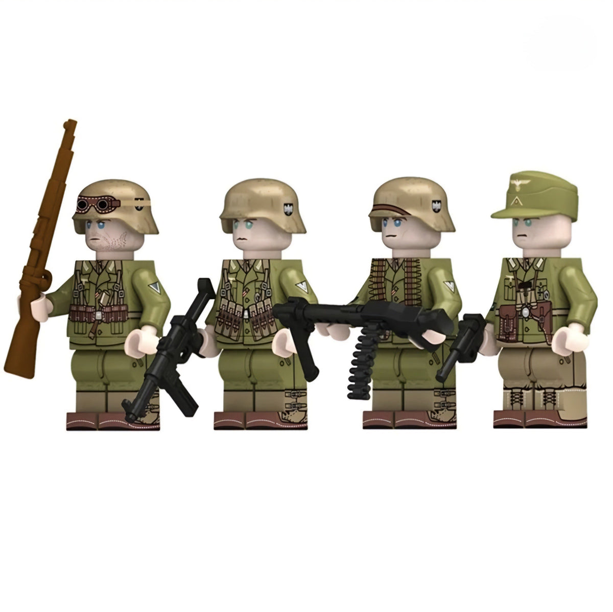 WW2 German Afrikakorps (DAK) Assault Squad x4 — Brick Block Army