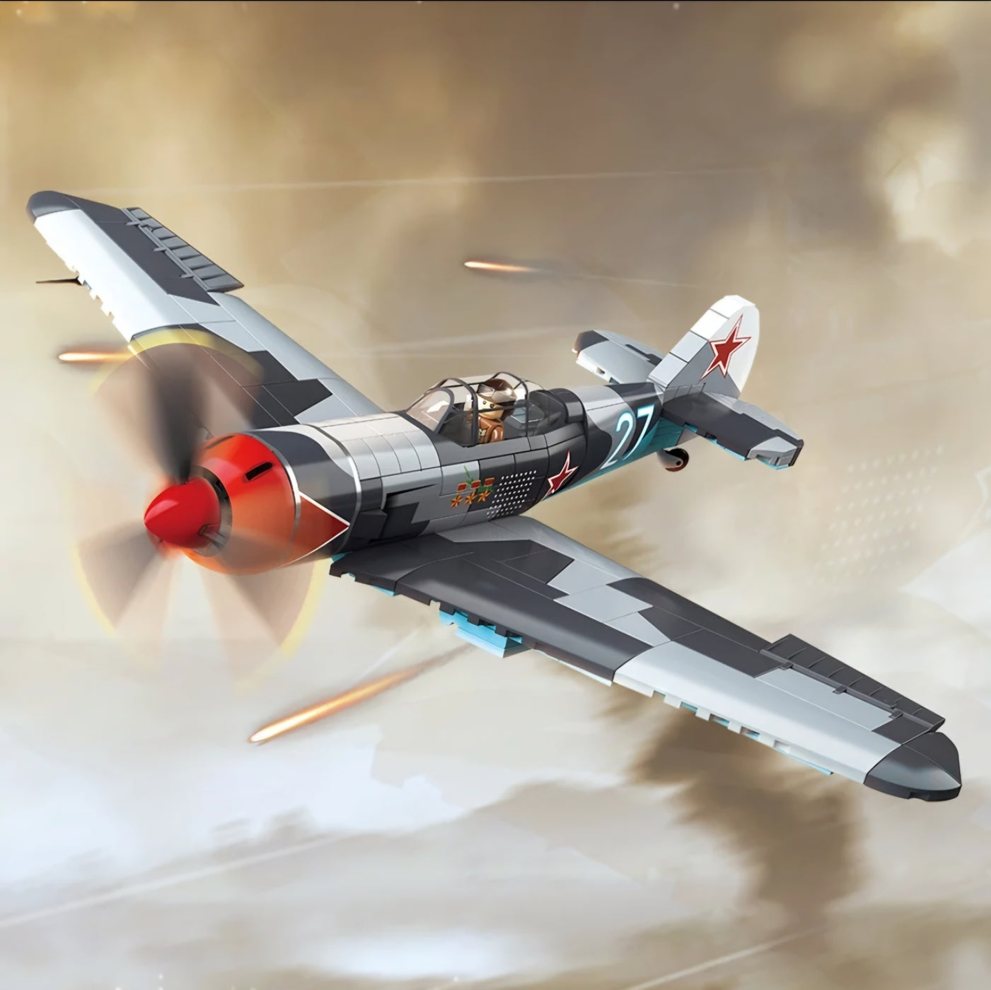 WW2 Soviet Air Force LA-7 Fin Fighter — Brick Block Army