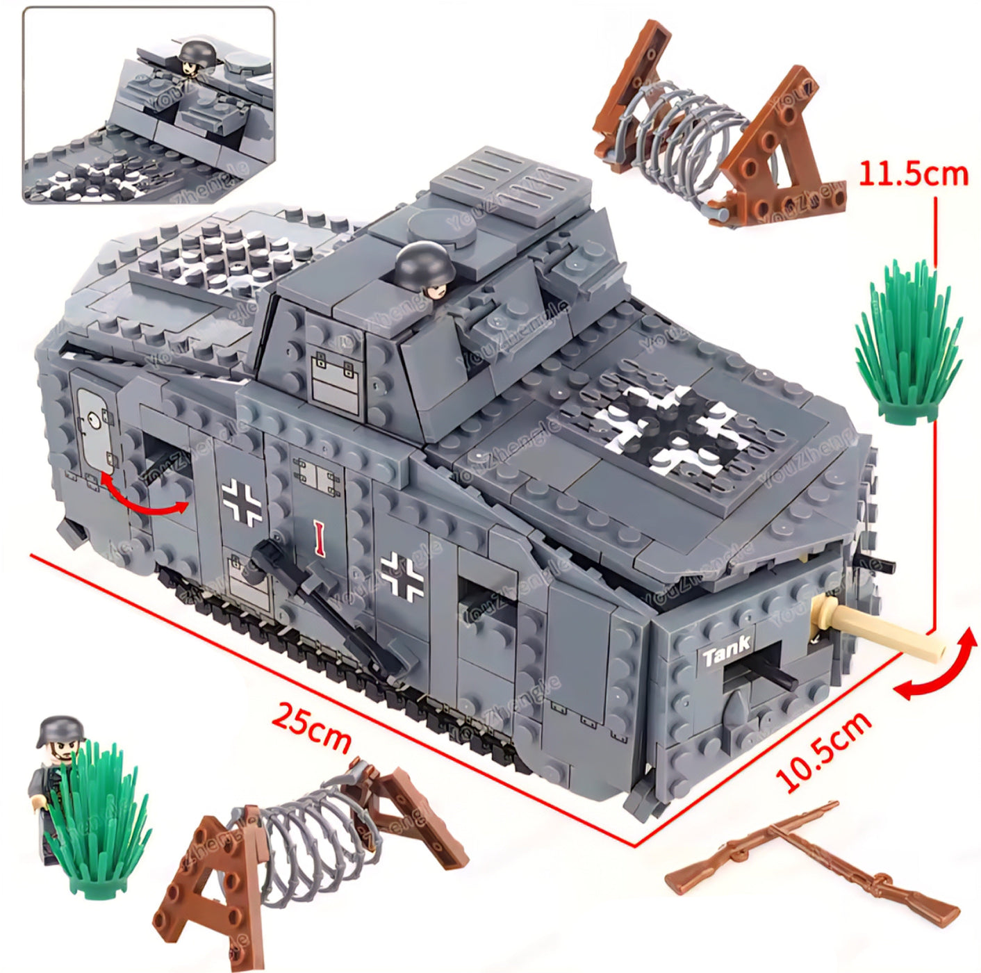 WW1 German Sturmpanzerwagen A7V Heavy Tank — Brick Block Army