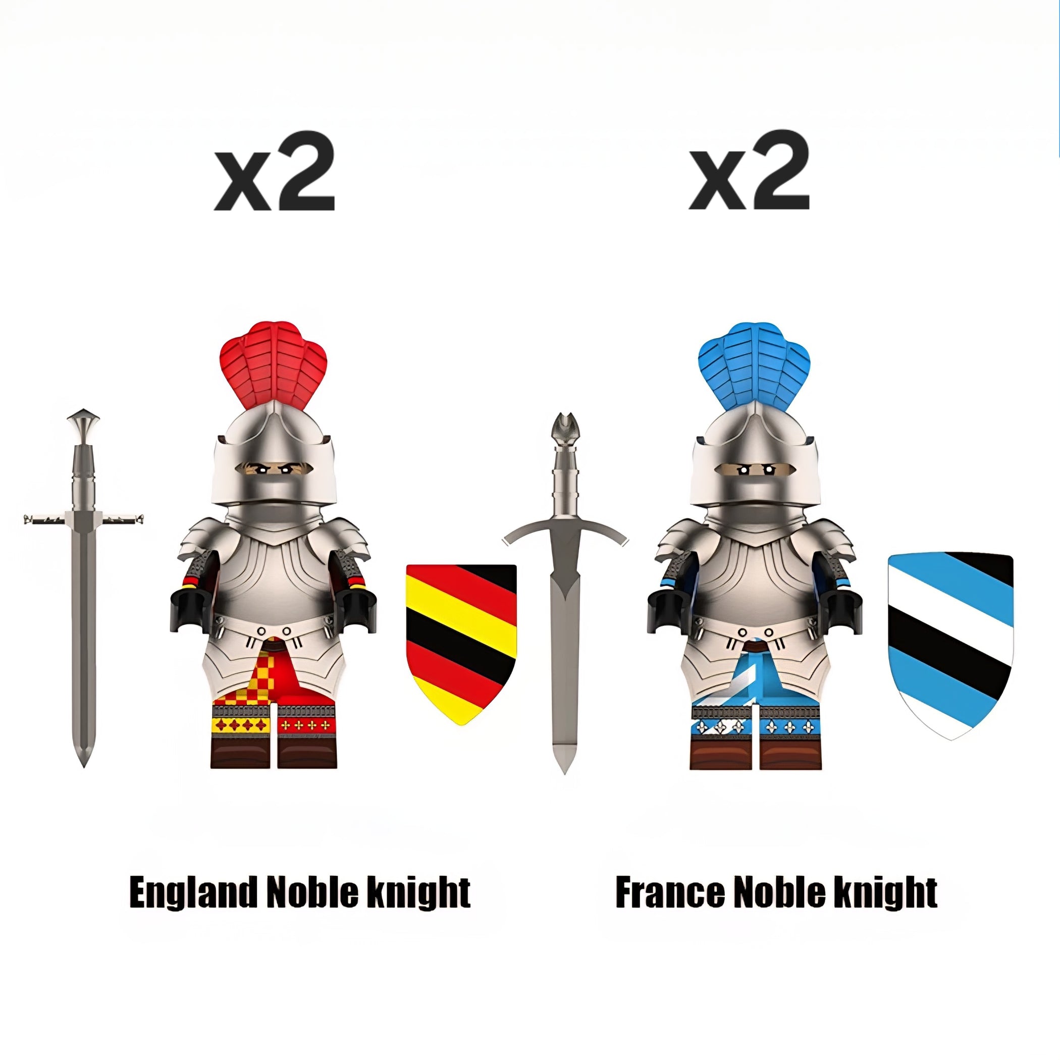 Clash of the Crowns: English V French Knights x4 — Brick Block Army
