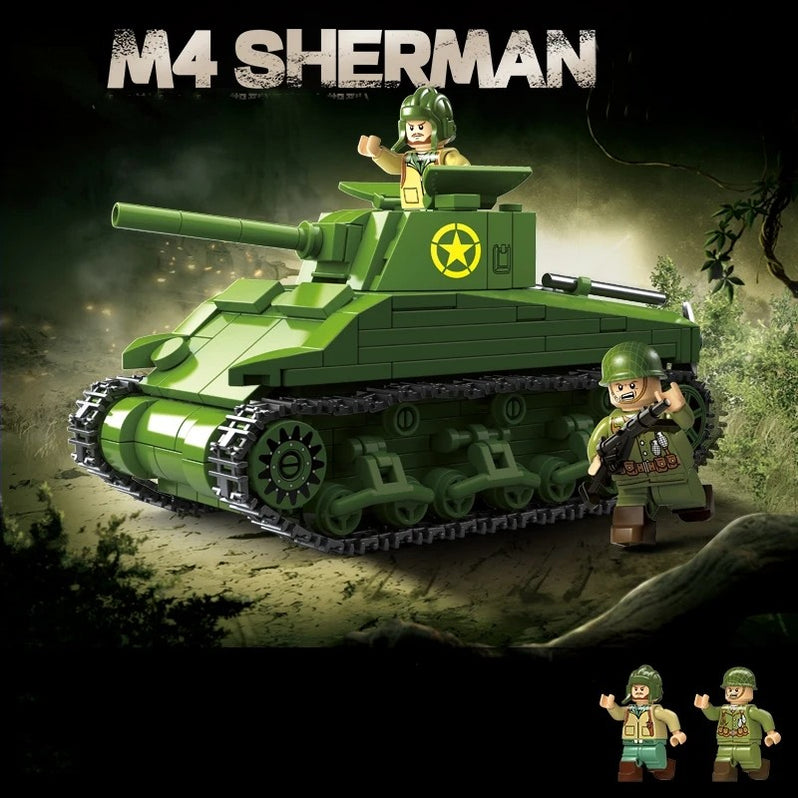 WW2 USA Army M4 Sherman Tank (Mini) — Brick Block Army