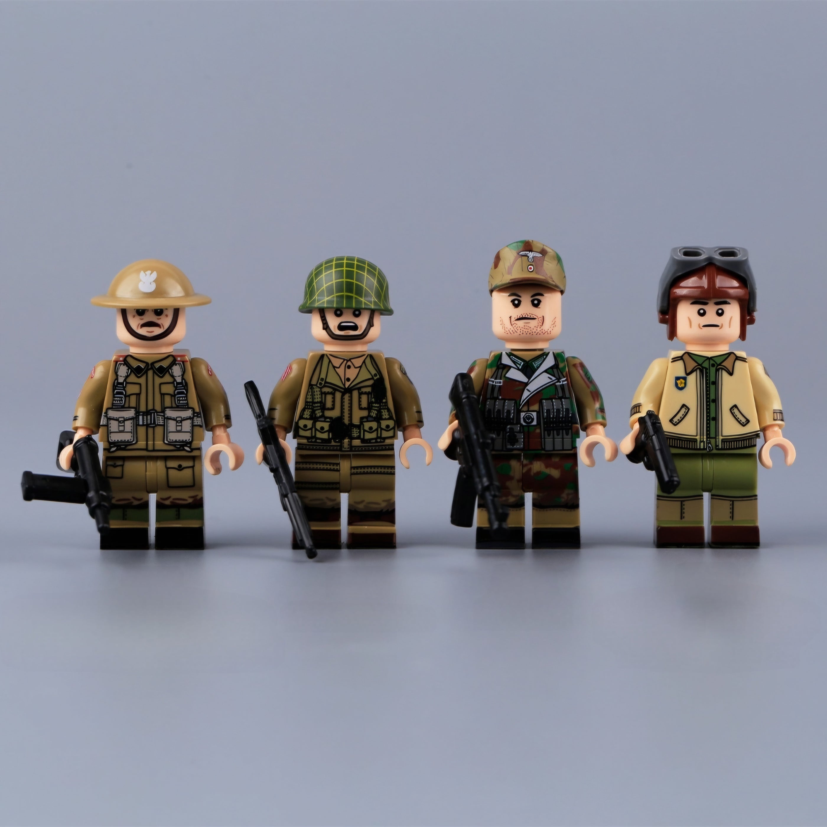 WW2 Mixed Allies and Axis Soldiers (V2) x4 — Brick Block Army