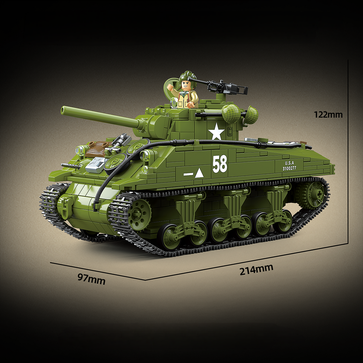WW2 United States M4A3 Sherman Medium Tank — Brick Block Army