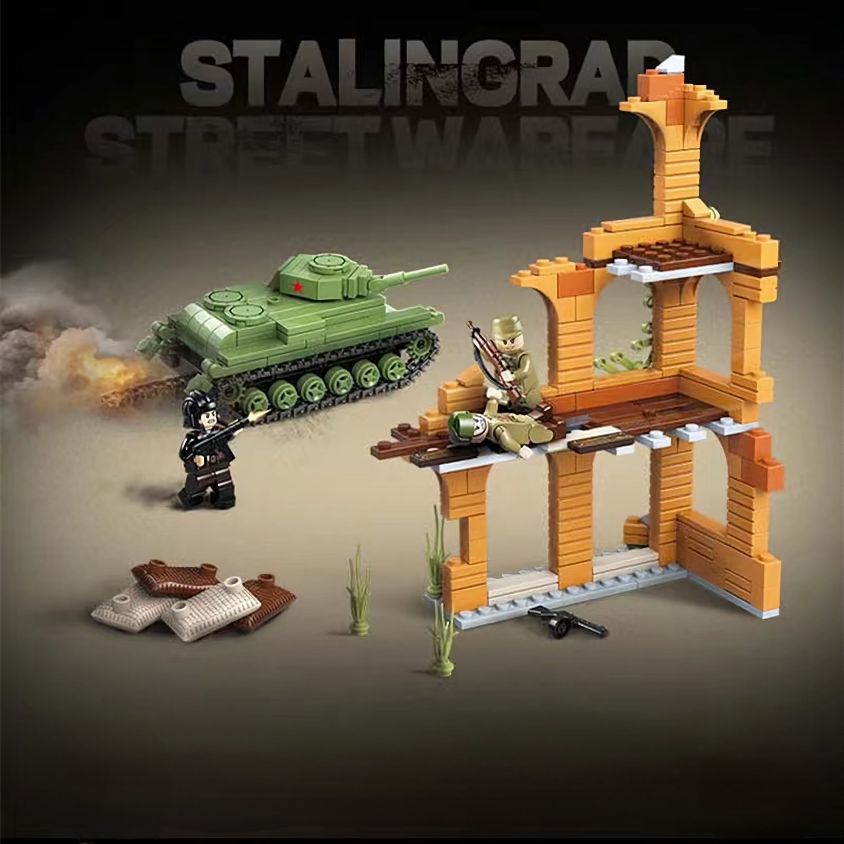 WW2 Stalingrad Urban Assault + BT-5 Cavalry Tank — Brick Block Army
