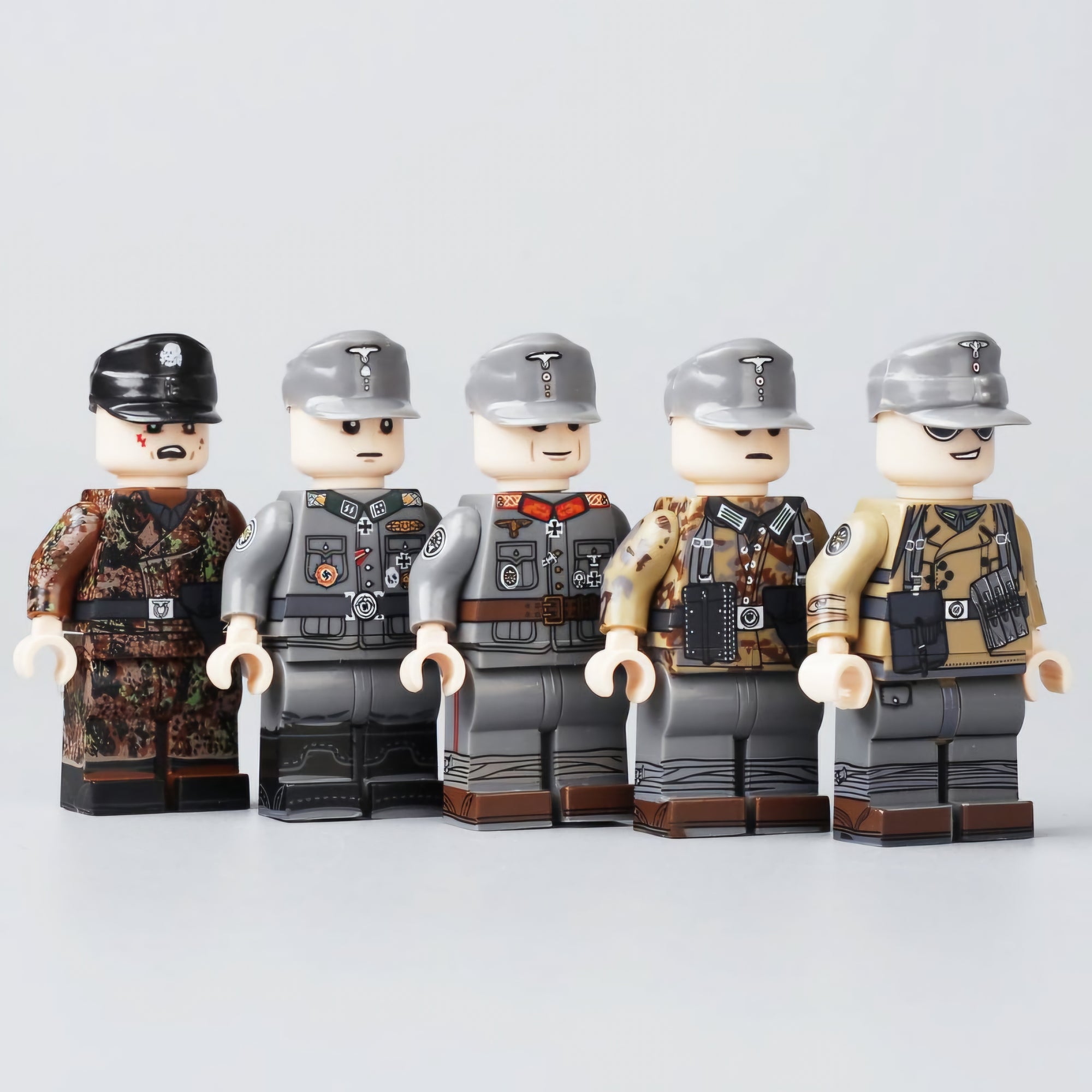 WW2 Junior German Officers & Infantry x5 — Brick Block Army