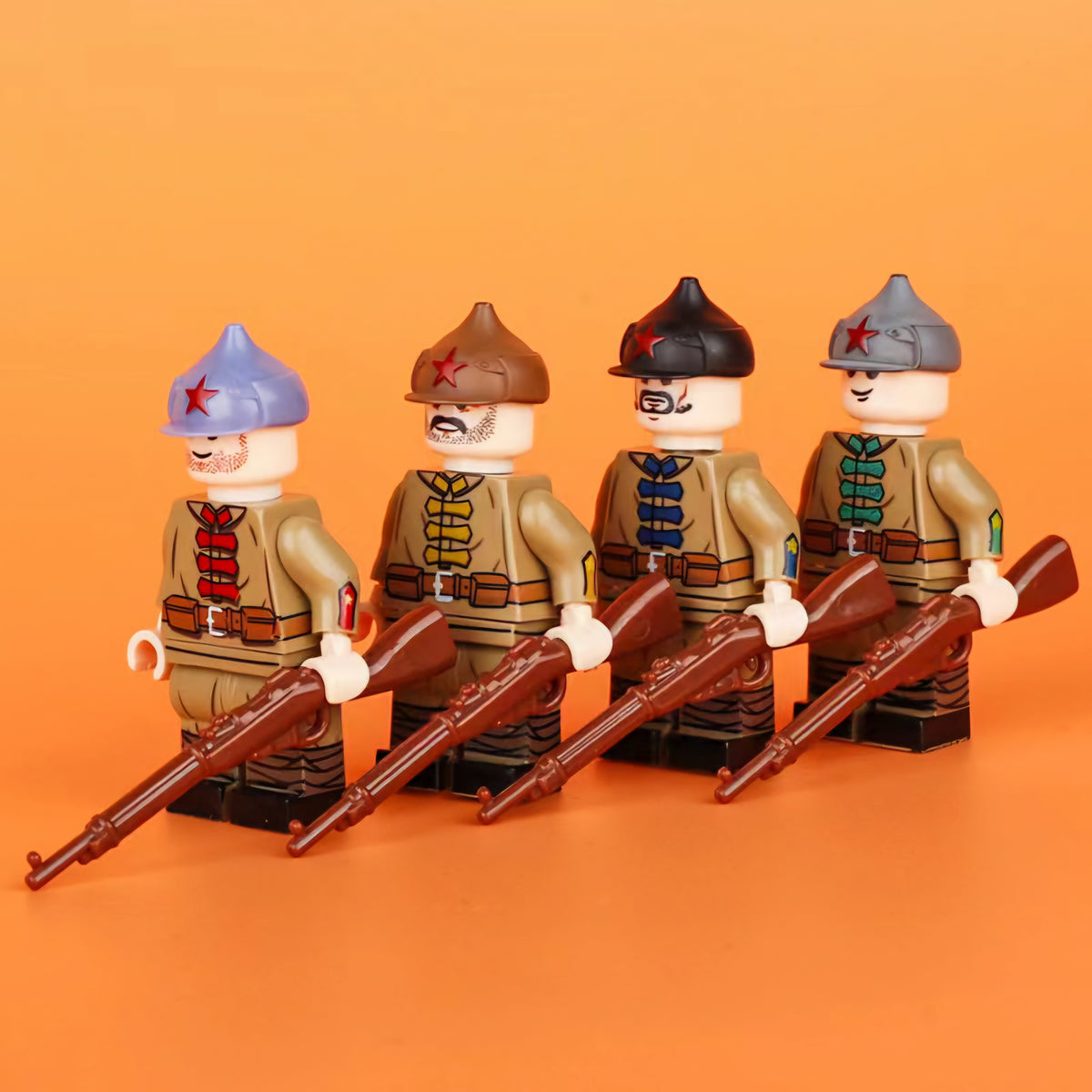 WW1 Russian Red Army Mixed Infantry Squad x4 — Brick Block Army