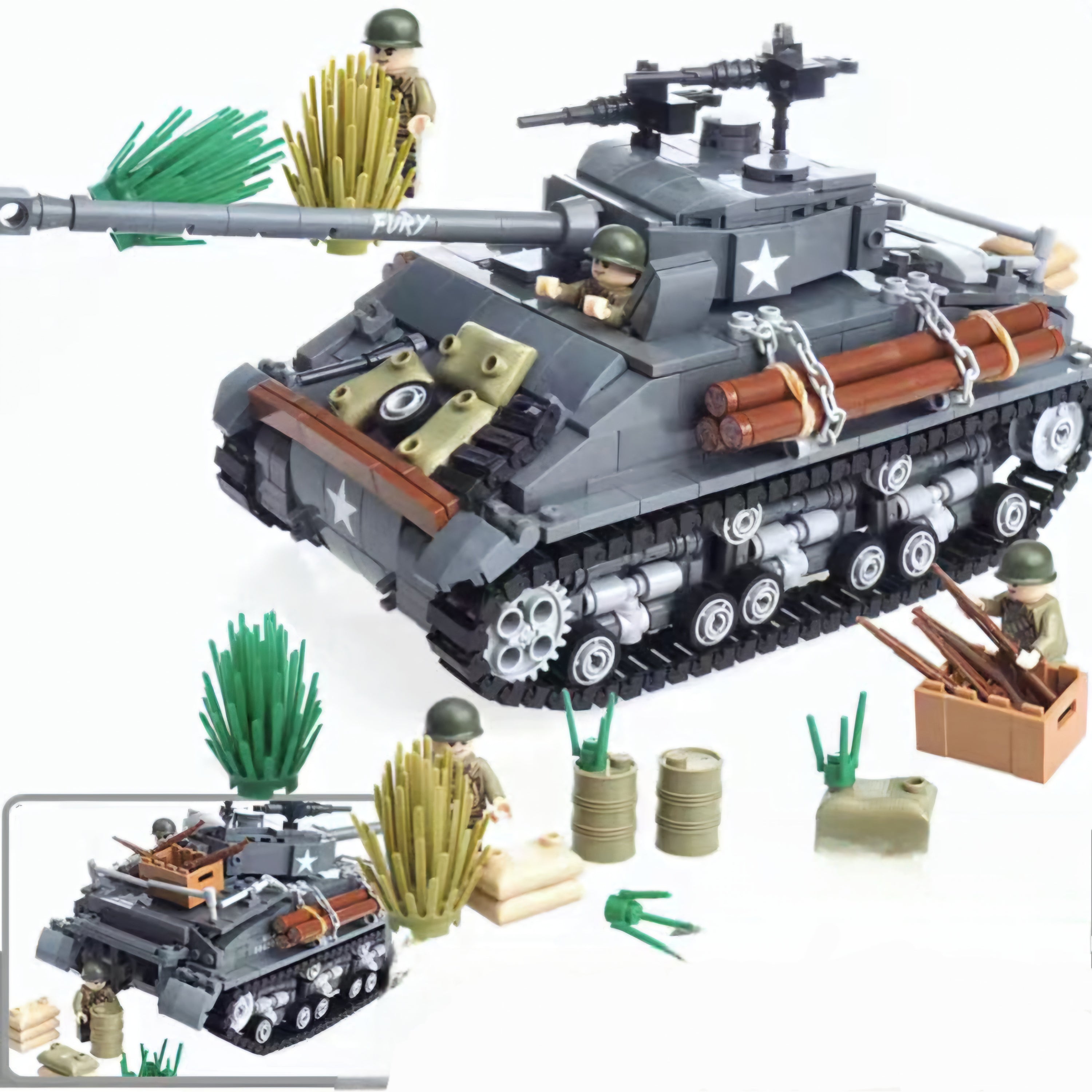 WW2 US Army M4A3E8 "Easy Eight" Tank — Brick Block Army