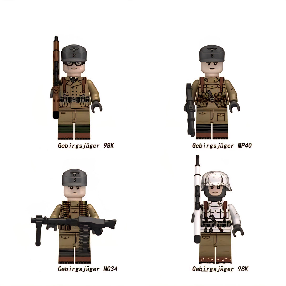 WW2 German 4th Gebirgsjäger Division Squad x4 — Brick Block Army