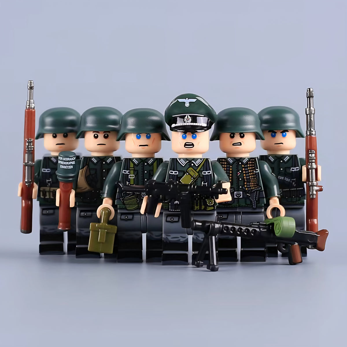 WW2 German Army 1st Infantry Division Squad (v2) x6 — Brick Block Army