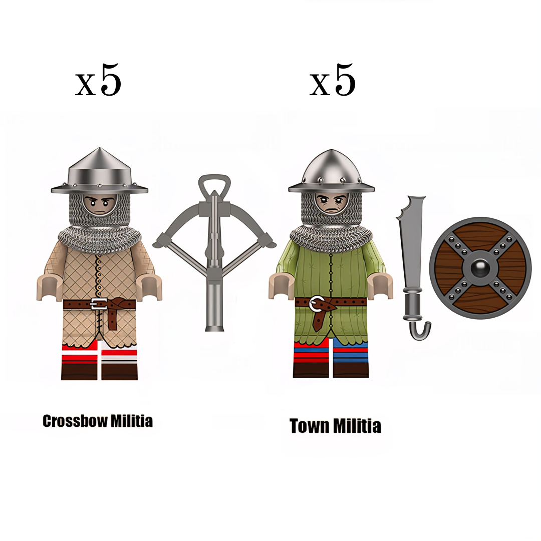 Medieval English Town Levy Force Militia x10 — Brick Block Army