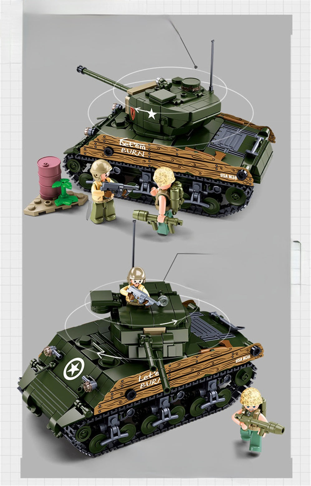WW2 US 5th Marine Division M4A3 (76W) Sherman Tank — Brick Block Army