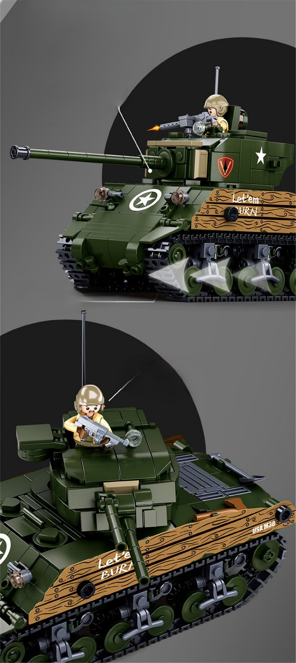 WW2 US 5th Marine Division M4A3 (76W) Sherman Tank — Brick Block Army