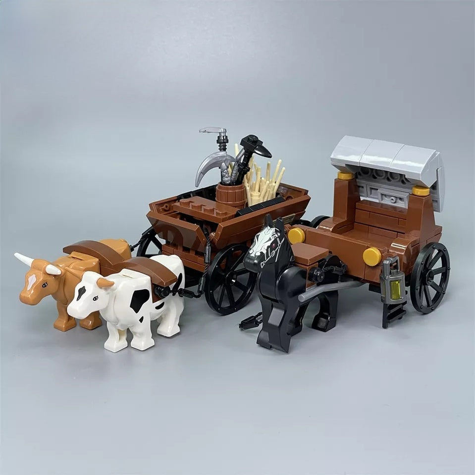 Medieval Oxen and Horse Carts — Brick Block Army