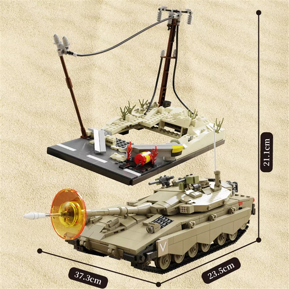 Israeli (IDF) Merkava Mk4 MBT + Display Scene — Brick Block Army
