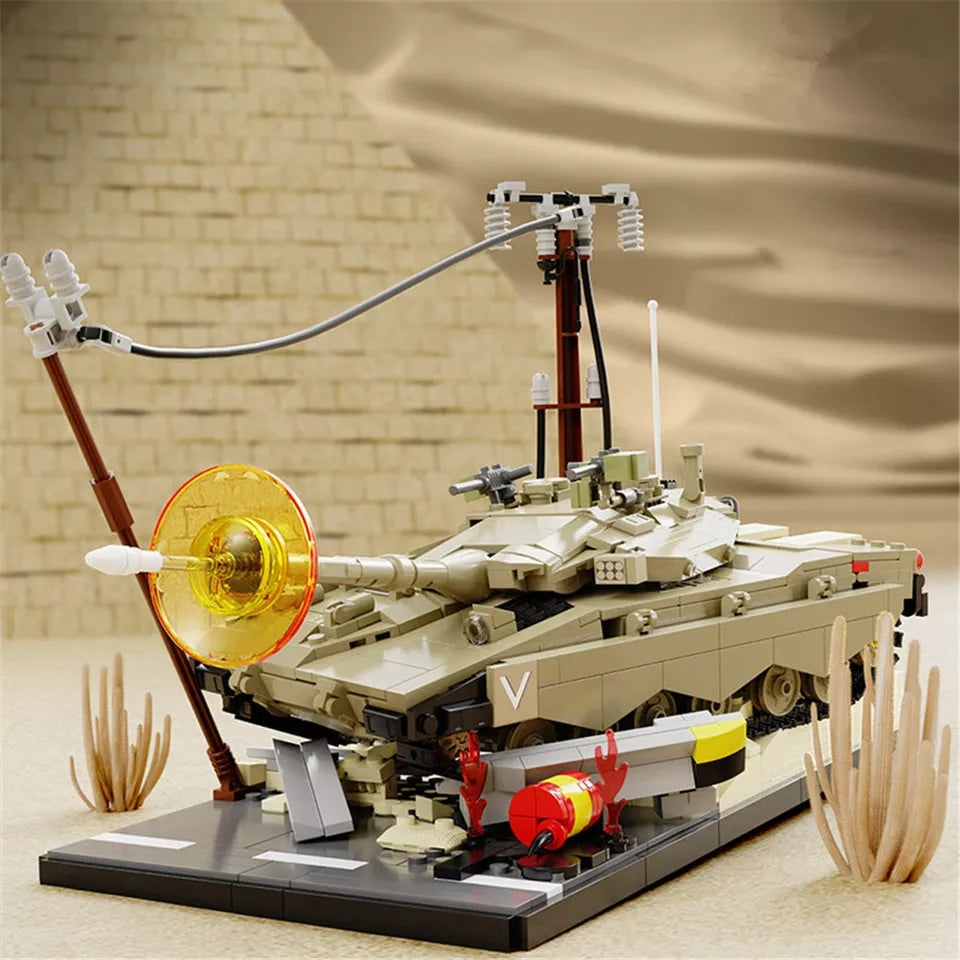 Israeli (IDF) Merkava Mk4 MBT + Display Scene — Brick Block Army
